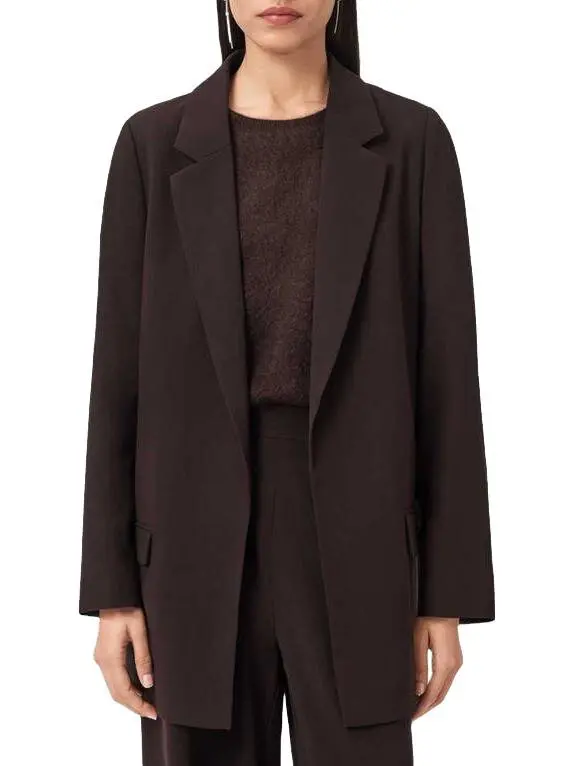 ALLSAINTS Aleida Long Blazer - Oxblood Red