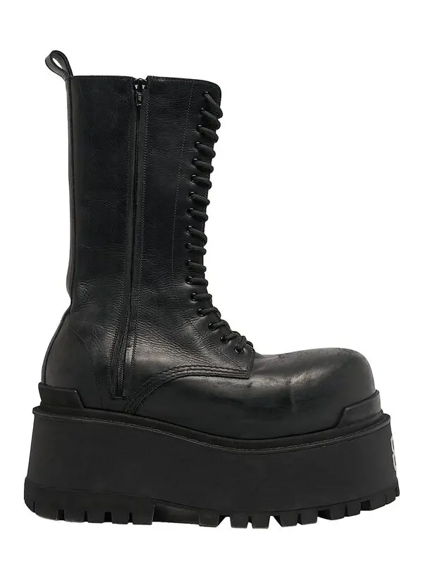 Balenciaga Giant Leather Lace-up Boots - Black