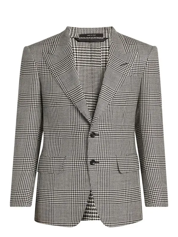 TOM FORD Shelton Prince Of Wales Sport Coat - Black  Wh