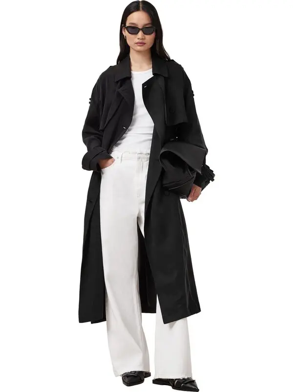 ALLSAINTS Linnie Lightweight Trench Coat - Black