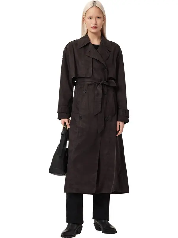 ALLSAINTS Linnie Lightweight Trench Coat - Torte Brown