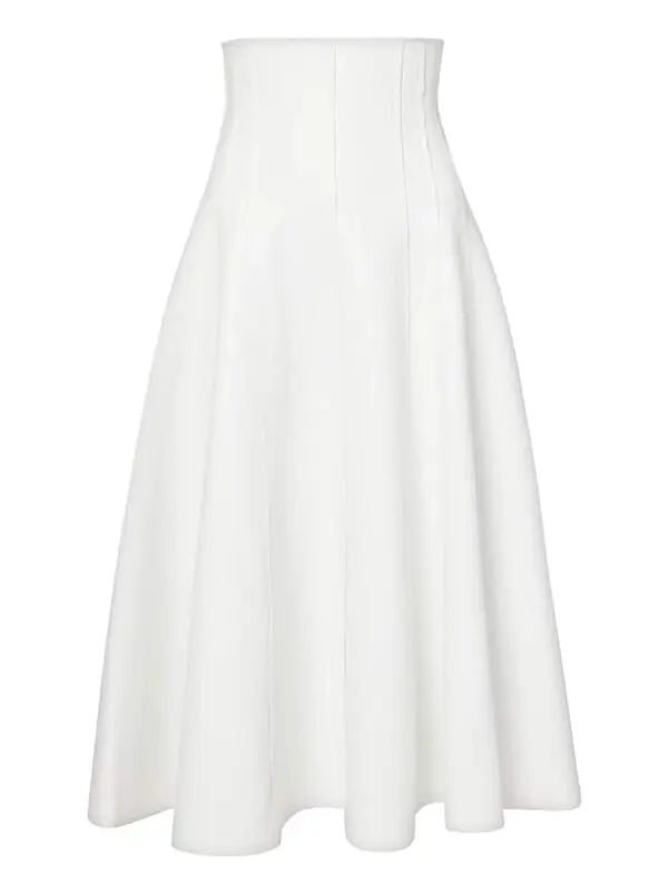 Norma Kamali Faux Leather Midi Skirt - White