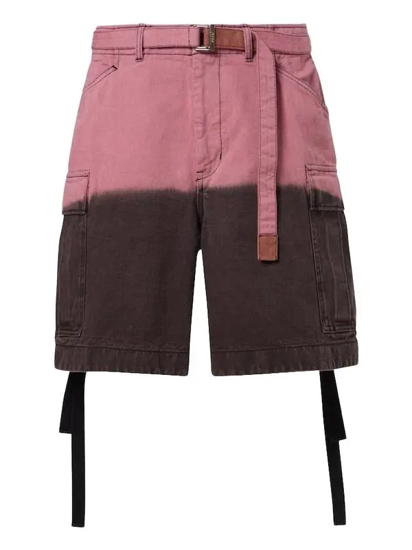 Sacai Ombré Cotton Cargo Shorts - Pink