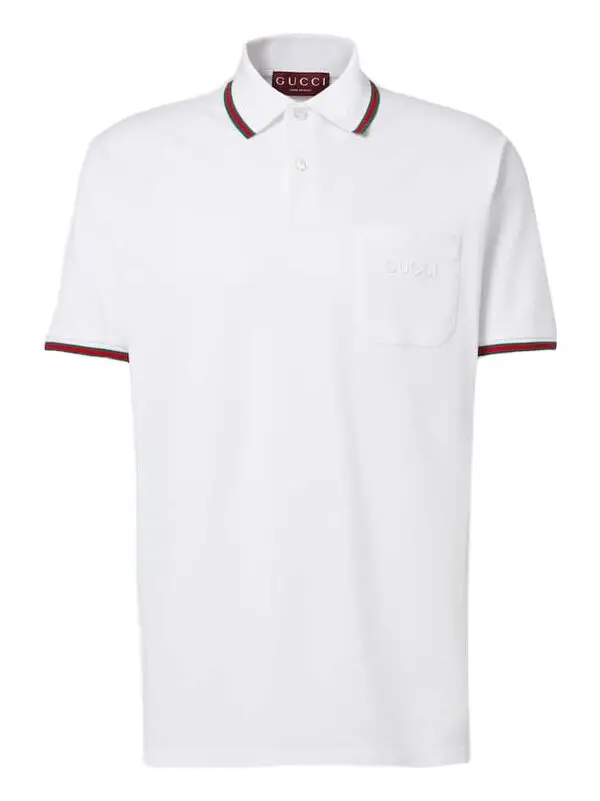 Gucci Web Stripe Cotton-blend Piqué Polo Shirt - White