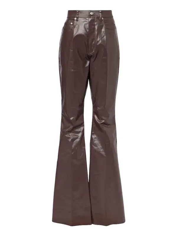 Rick Owens High-rise Coated Canvas Straight Pants - Brown
