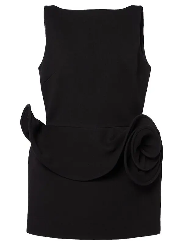 Magda Butrym Floral-appliqué Ruffled Mini Dress - Black