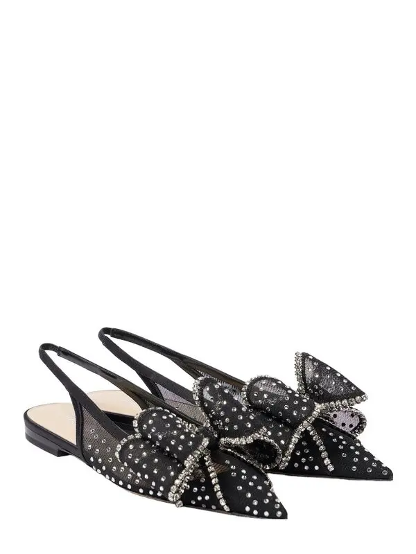 Mach & Mach Le Cadeau Mesh Slingback Flats - Black