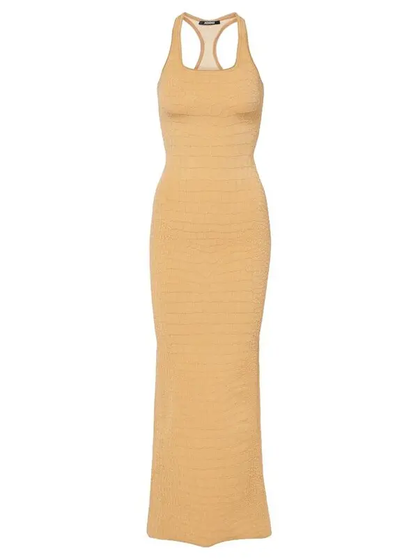 Jacquemus Scala Croc-effect Maxi Dress - Beige