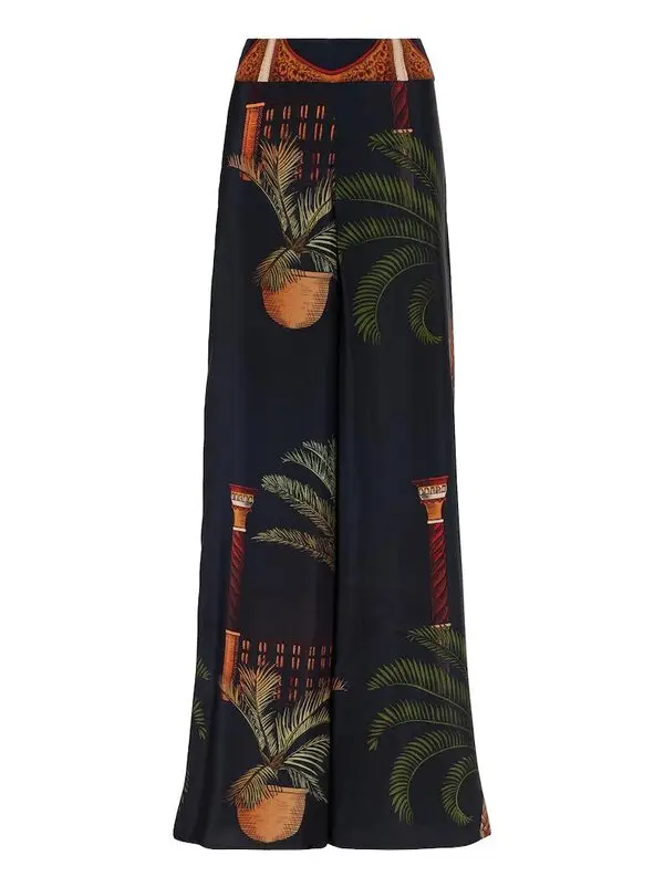Johanna Ortiz Printed Wide-leg Pants - Blue