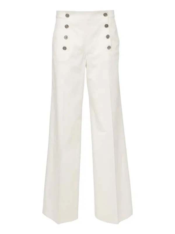 Etro Cotton-blend Wide-leg Trousers - White