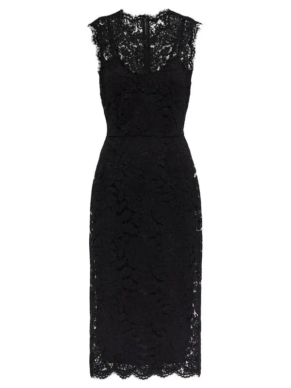 Dolce & Gabbana Lace Midi Dress - Black