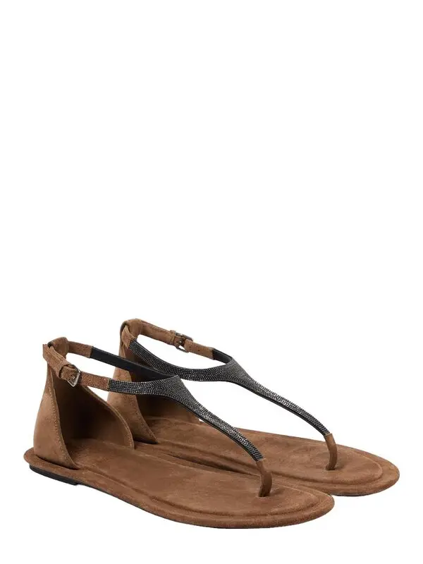 Brunello Cucinelli Monili Thong Sandals - Beige