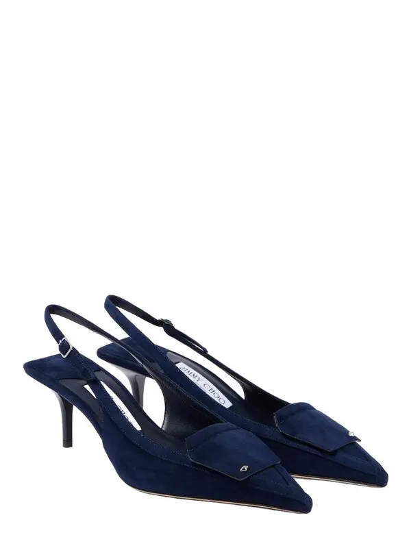 JIMMY CHOO Frances 60 Suede Slingback Pumps - Blue