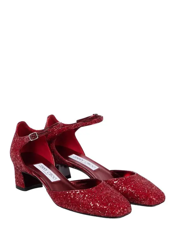 JIMMY CHOO Pixie 45 Glitter Pumps - Red