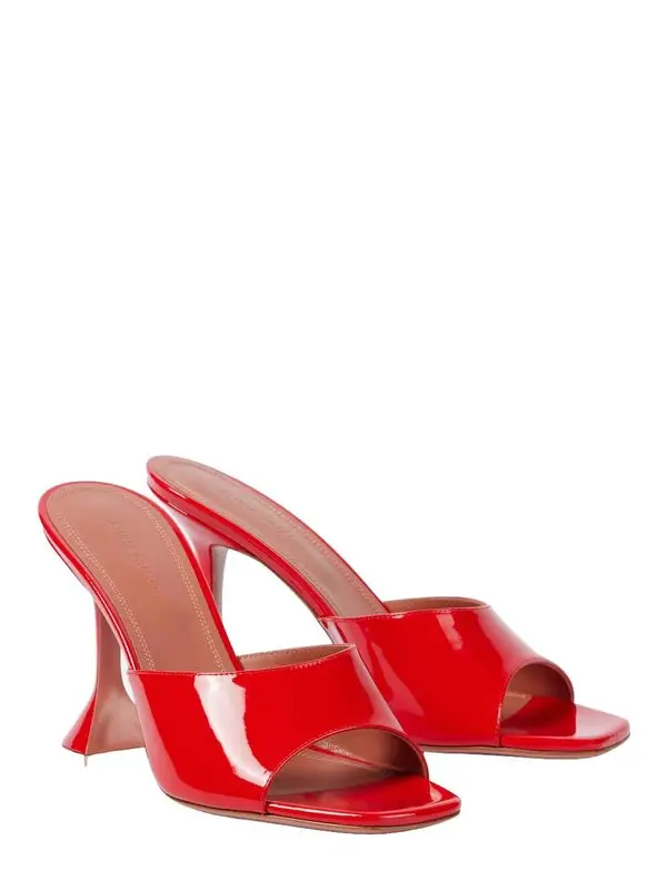 Amina Muaddi Lupita 70 Patent Leather Mules - Red
