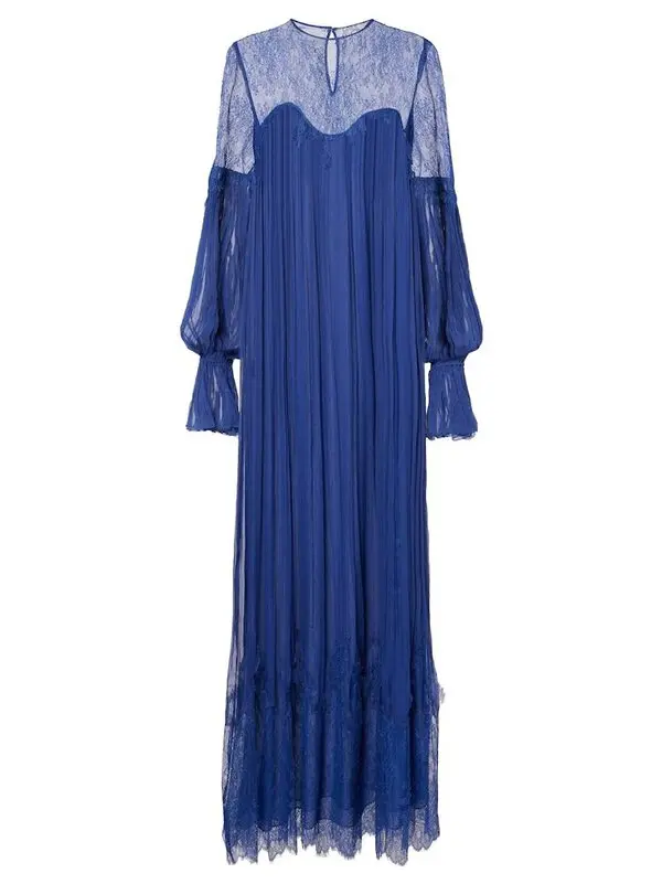 Costarellos Renia Chantilly Lace Gown - Blue