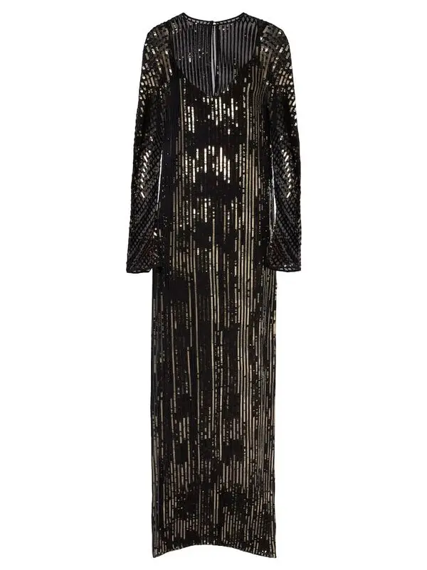 Johanna Ortiz Sequined Silk Gown - Black