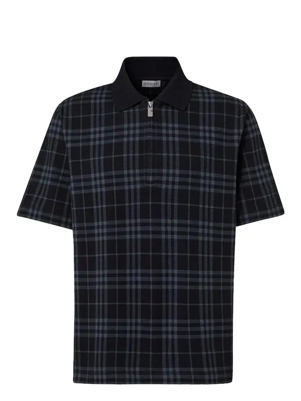 Burberry Check Cotton-blend Polo Shirt - Black