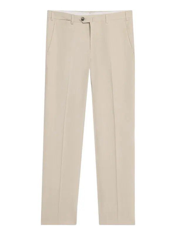 Emporio Armani Textured Flat-front Trousers - Beige