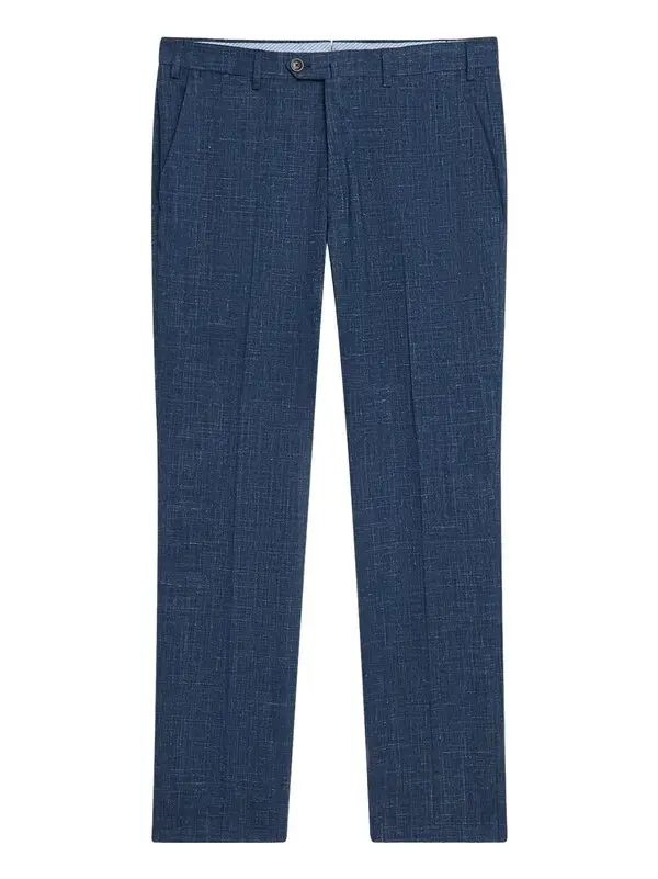 Emporio Armani Textured Flat-front Trousers - Blue