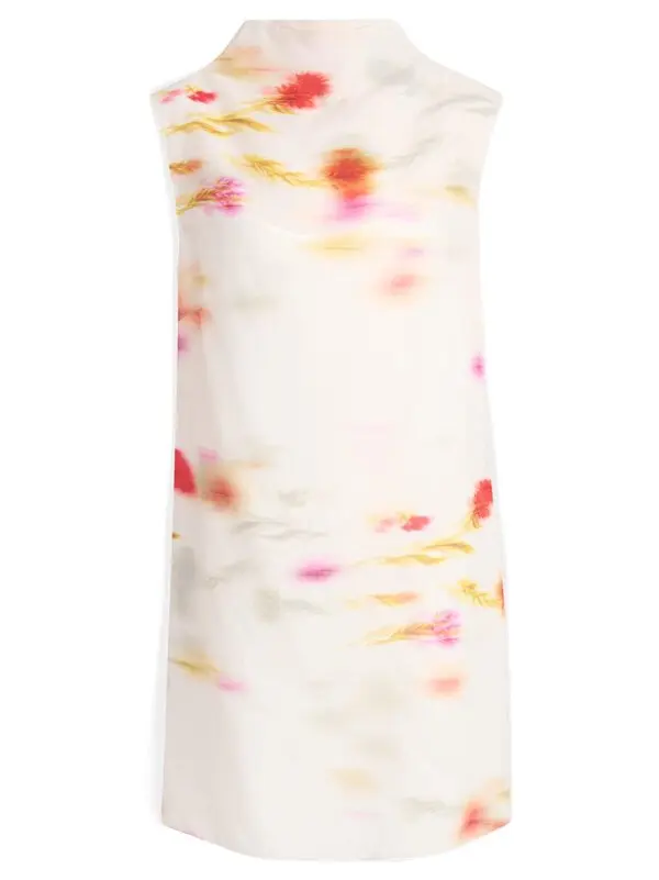 FERRAGAMO Blossom Flower Print Organdy Mini Dress - Whiteoliv