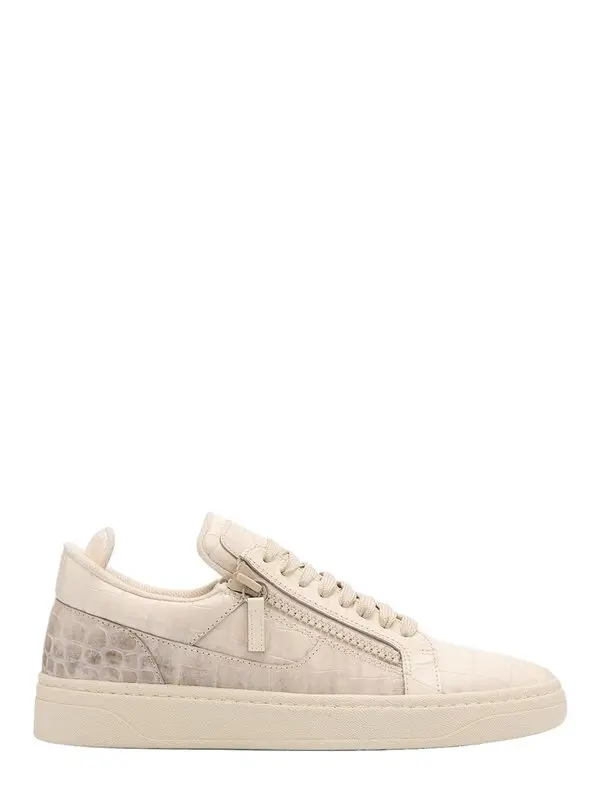 GIUSEPPE ZANOTTI Orei Croc-effect Low-top Sneakers - Naturale