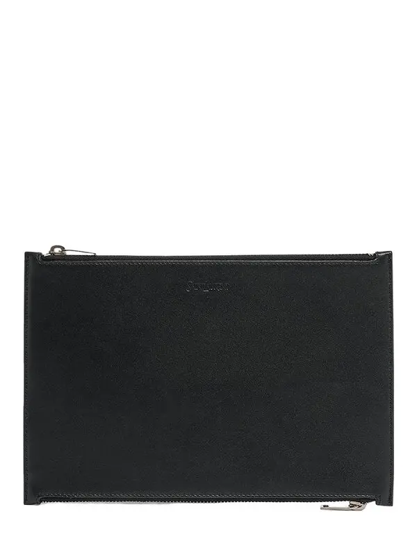 Saint Laurent Double-zip Leather Travel Pouch - Black