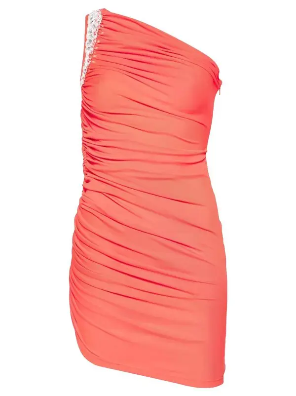 David Koma Crystal-claw Draped Mini Dress - Orange