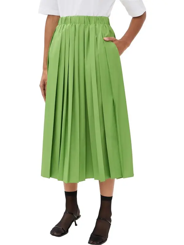 Tibi Pleated Midi Skirt - Lime