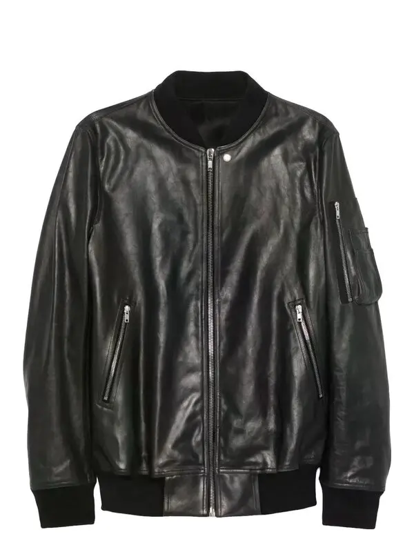 Rick Owens Leather Bomber Jacket - Black