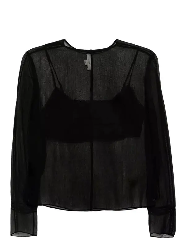 Vince Chiffon Lace-trim Blouse - Black