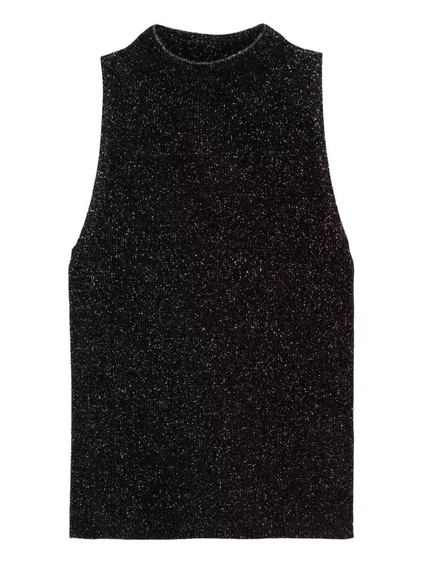 Vince Mock-neck Sleeveless Top - Black
