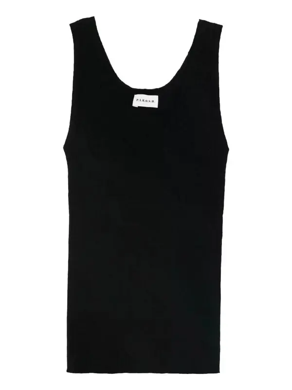 P.a.r.o.s.h Ribbed-knit Tank Top - Black