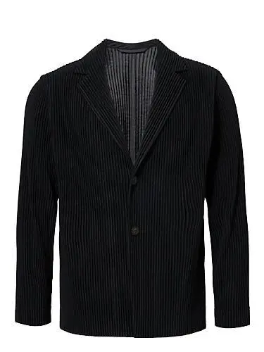 Issey Miyake Basics Notch-lapels Slim-fit Knitted Blazer - Black