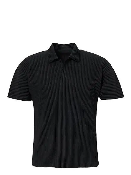 Issey Miyake Bascis V-neck Regular-fit Knitted Polo Shirt - Black