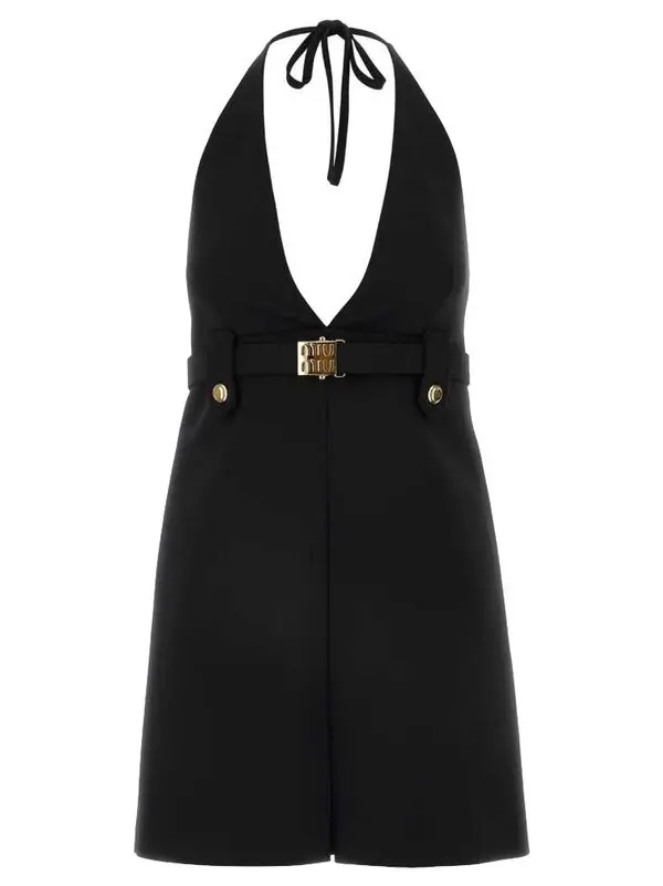 Miu Miu Stretch Wool Dress - Black