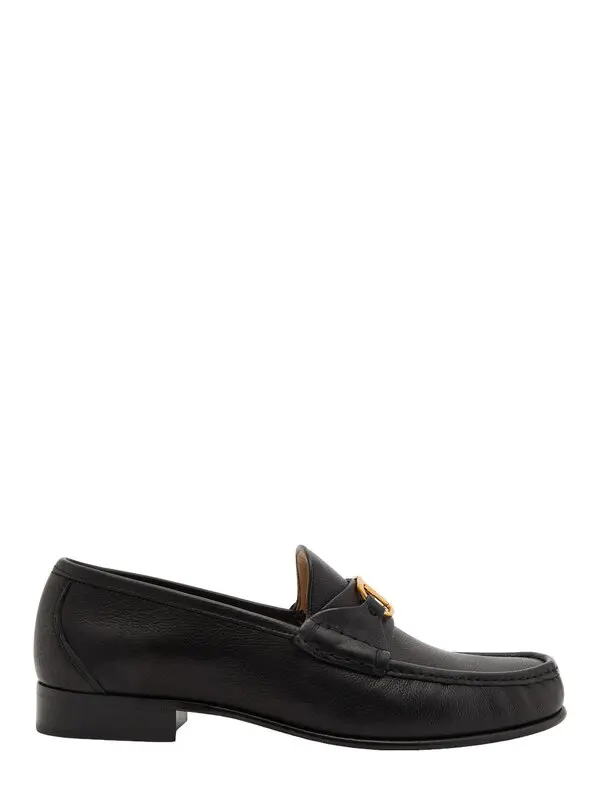 Valentino Garavani Vlogo Leather Loafers - Black