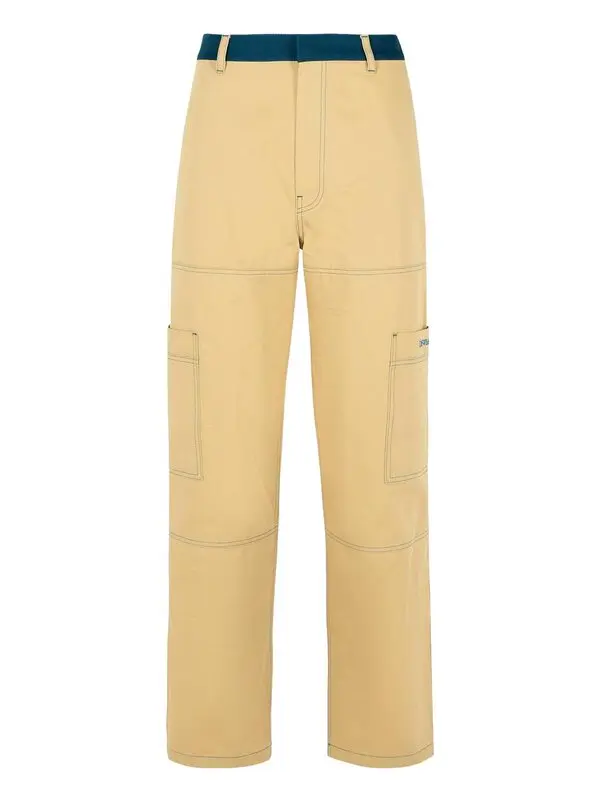 Off-White Cotton Cargo Trousers - Beige