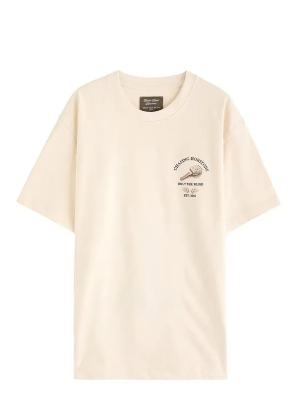 ONLY THE BLIND Chasing Horizons Printed Cotton T-shirt - Beige