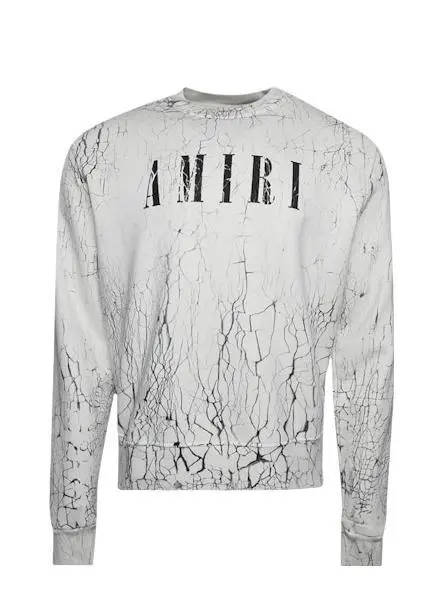 Amiri Cracked Dye Core Logo Crewneck Sweatshirt - White/black