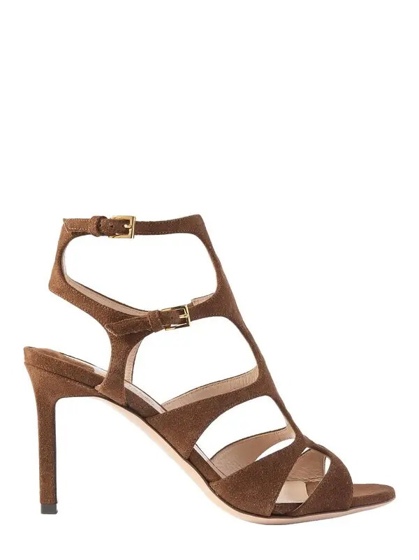 TOM FORD Paradise Cutout Suede Sandals - Brown