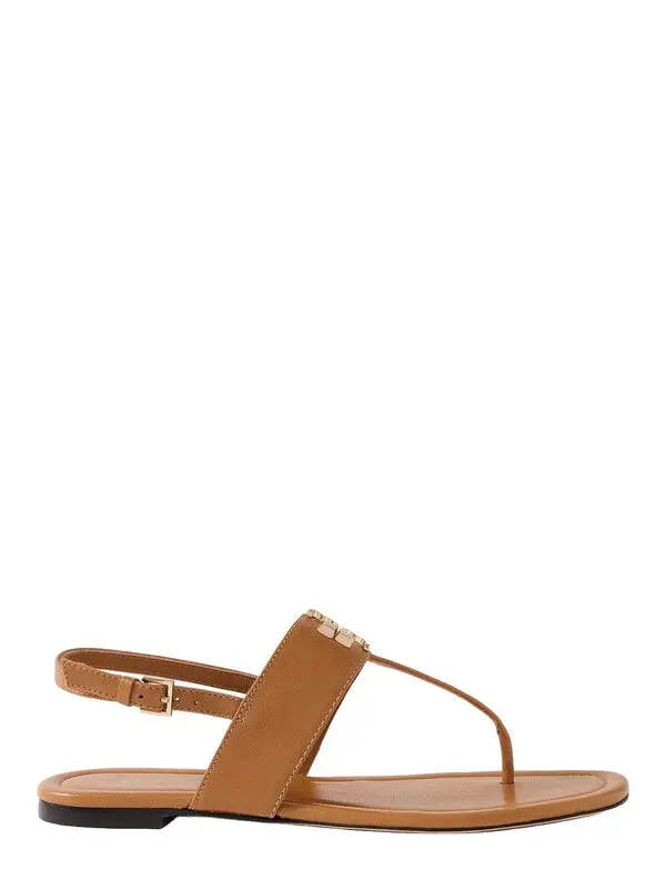 Tory Burch Eleanor Embellished Leather Sandals - Brown