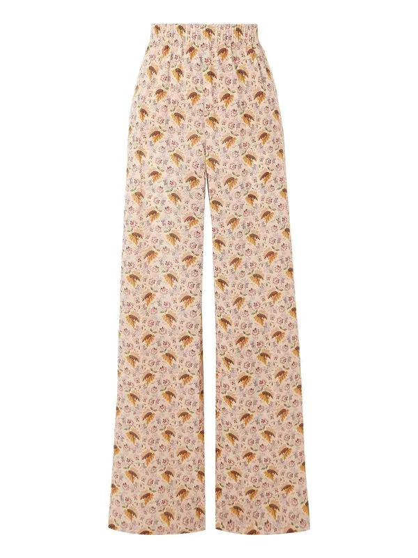 Valentino Garavani Floral-print Cotton-muslin Pants - Orange