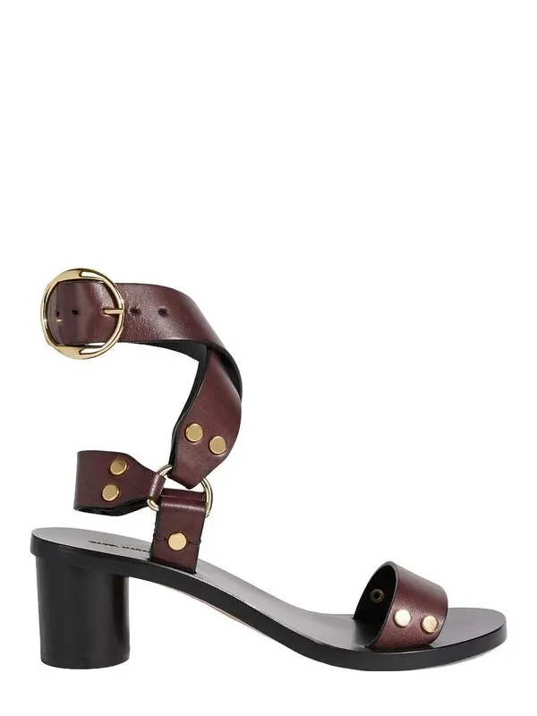Isabel Marant Jeyka Studded Leather Sandals - Burgundy