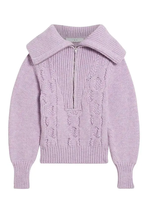 IRO PARIS Holea Cable-knit Wool-blend Half-zip Sweater - Lilac