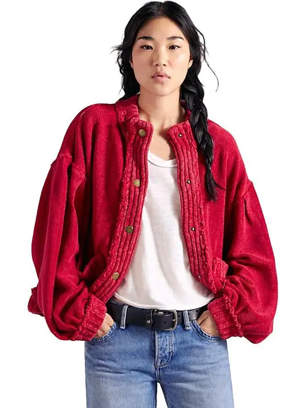Free People We The Free Cute In This Cardi - Bright Red