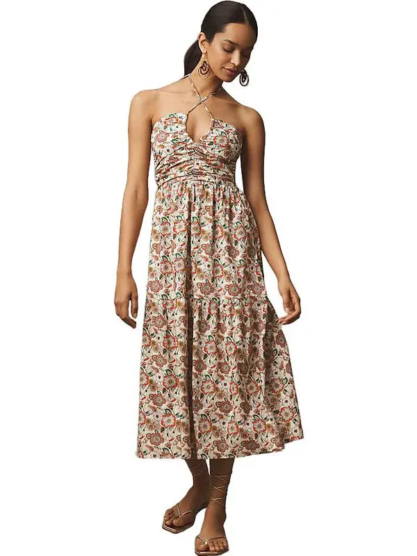BISHOP + YOUNG Aeries Halter Midi Dress - Neutral Pattern