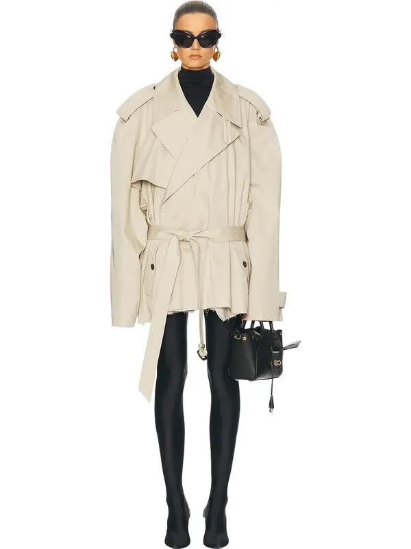 Balenciaga Cropped Trench Jacket - Beige