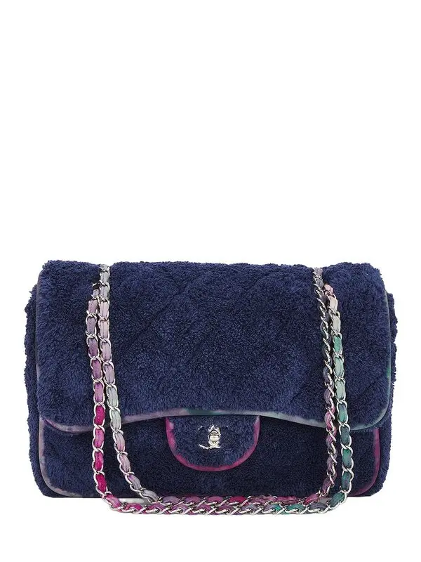 Chanel Terry Cloth Maxi Flap Bag - Blue
