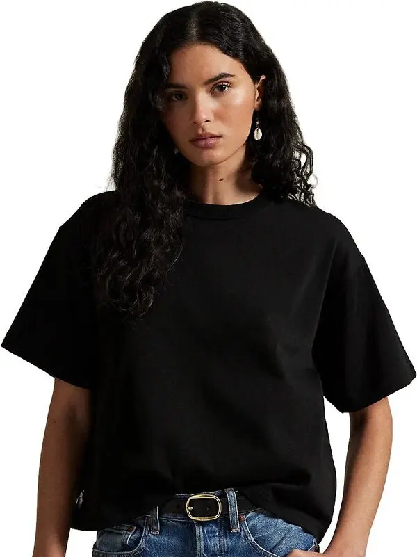 Ralph Lauren Relaxed Crop Fit Cotton Jersey Tee - Polo Black